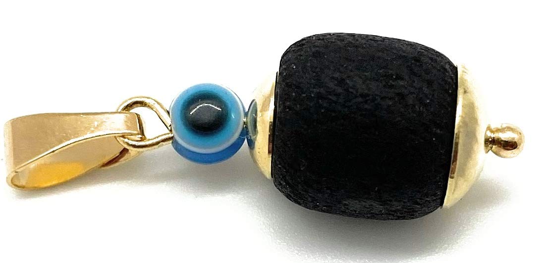 Genuine Azabache Charm Blue Evil Eye Powerful Protection Pendant Piedra Natural Contra El Mal De Ojo (Religious)