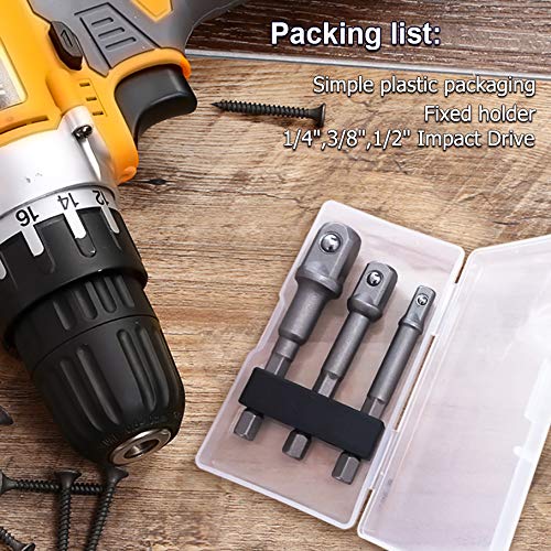 Impact Socket Adapter Set, PTSLKHN 3 PCS | 1/4", 3/8", 1/2" Drive, Socket Adapter for Drill, 3/8 to 1/2 Socket Adapter, 3/8 to 1/4 Socket Adapter, Adaptation to High Torque Impact Wrenches