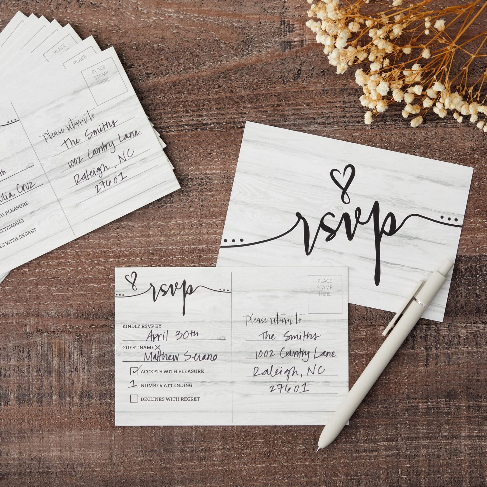 Sustainable Greetings 60 Pack RSVP Postcards for Wedding, Rehearsal Dinner, Bridal Shower, Birthday Party with Mailing Side (4x6 In)