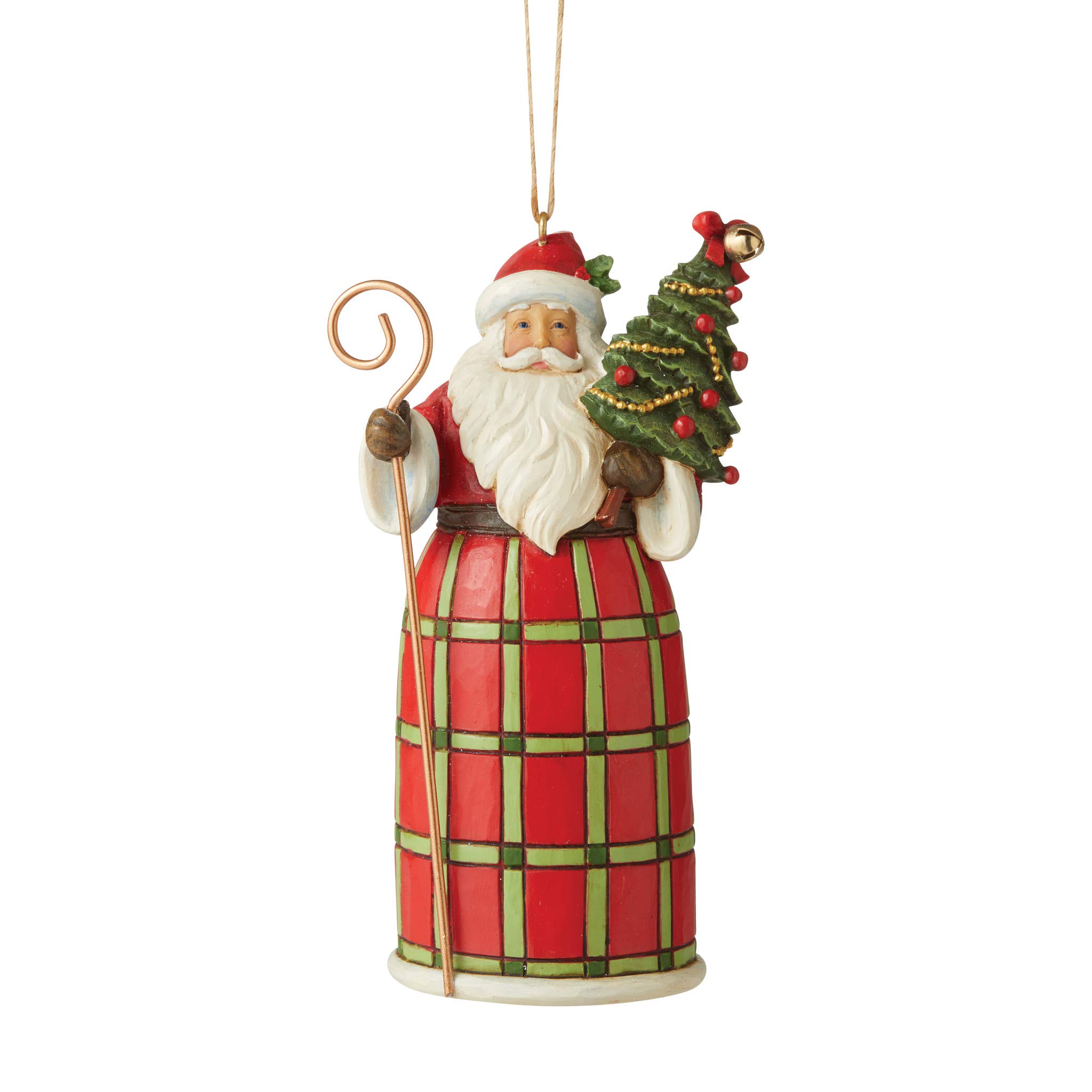 Enesco Jim Shore Country Living Santa with Christmas Tree Hanging Ornament, 1 in H x 1 in W x 1 in L, Multicolor