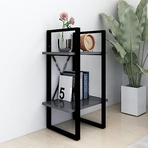 SLGSDMJ Industrial Style Open Office Bookshelf, Ladder Bookshelf, Shelving Unit, Closet Organizer, Multipurpose Storage Cabinet,2-Tier Book Cabinet Gray 15.7"x11.8"x27.6" Chipboard