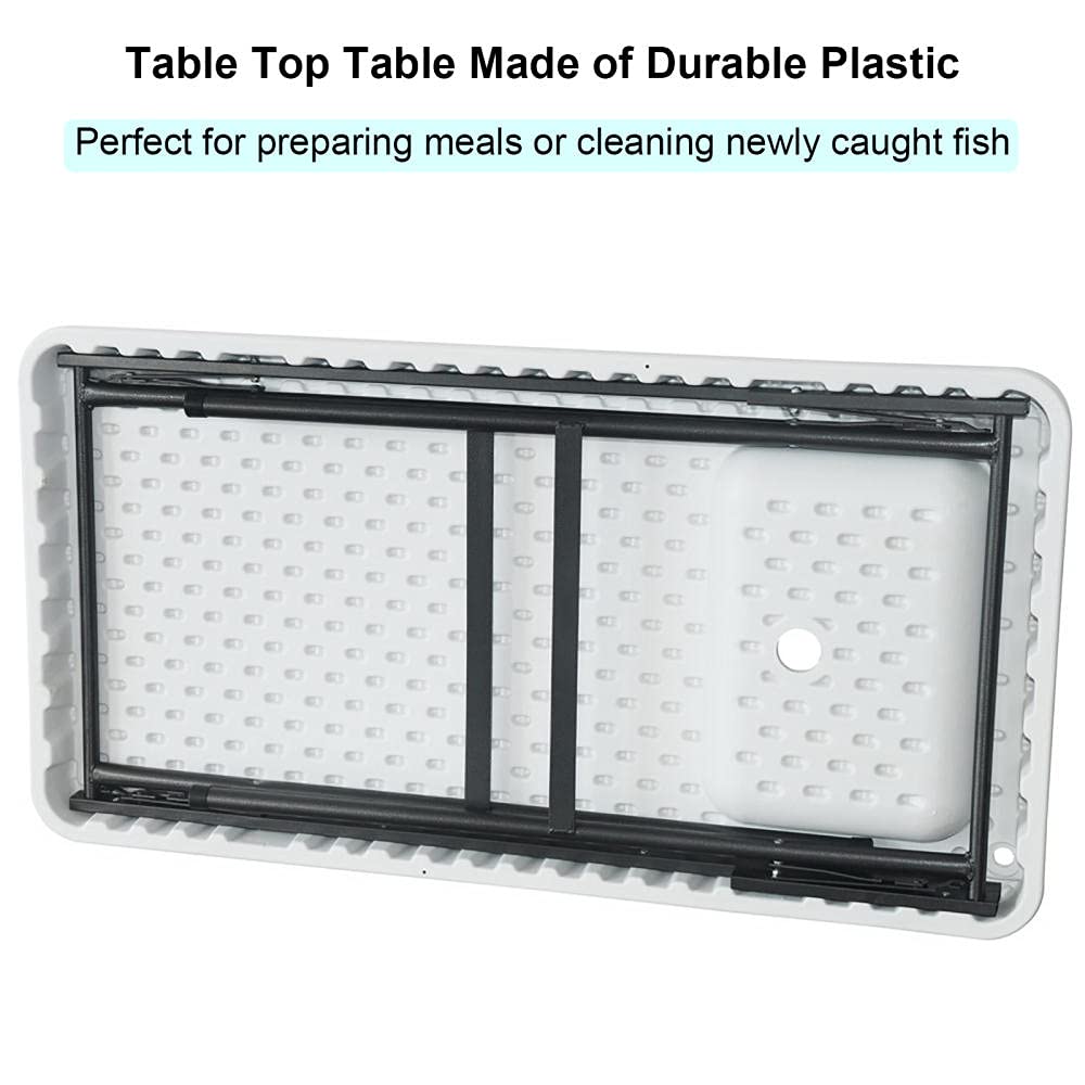 Fish Cleaning Table with Sink and Sprayer Camping Sink Table Portable Folding Camping Table Fish Fillet Hunting Cleaning Cutting Table Outdoor Gardening' Removable Picnic Table-White (with Sprayer)