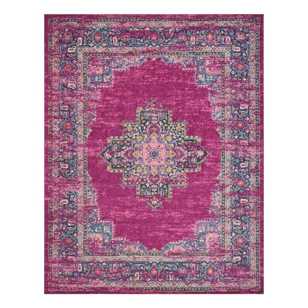 Nourison Passion Fuchsia 8' x 10' Area-Rug, Boho, Traditional, Easy-Cleaning, Non Shedding, Bed Room, Living Room, Hallway (8x10)