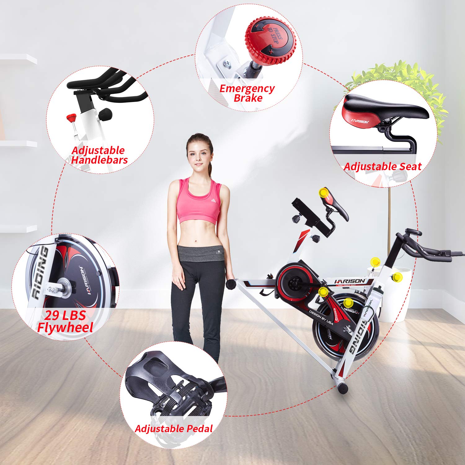 HARISON Exercise Bike Stationary Bikes for Home Use Indoor Cycling Bike with tablet Holder (BLACK)