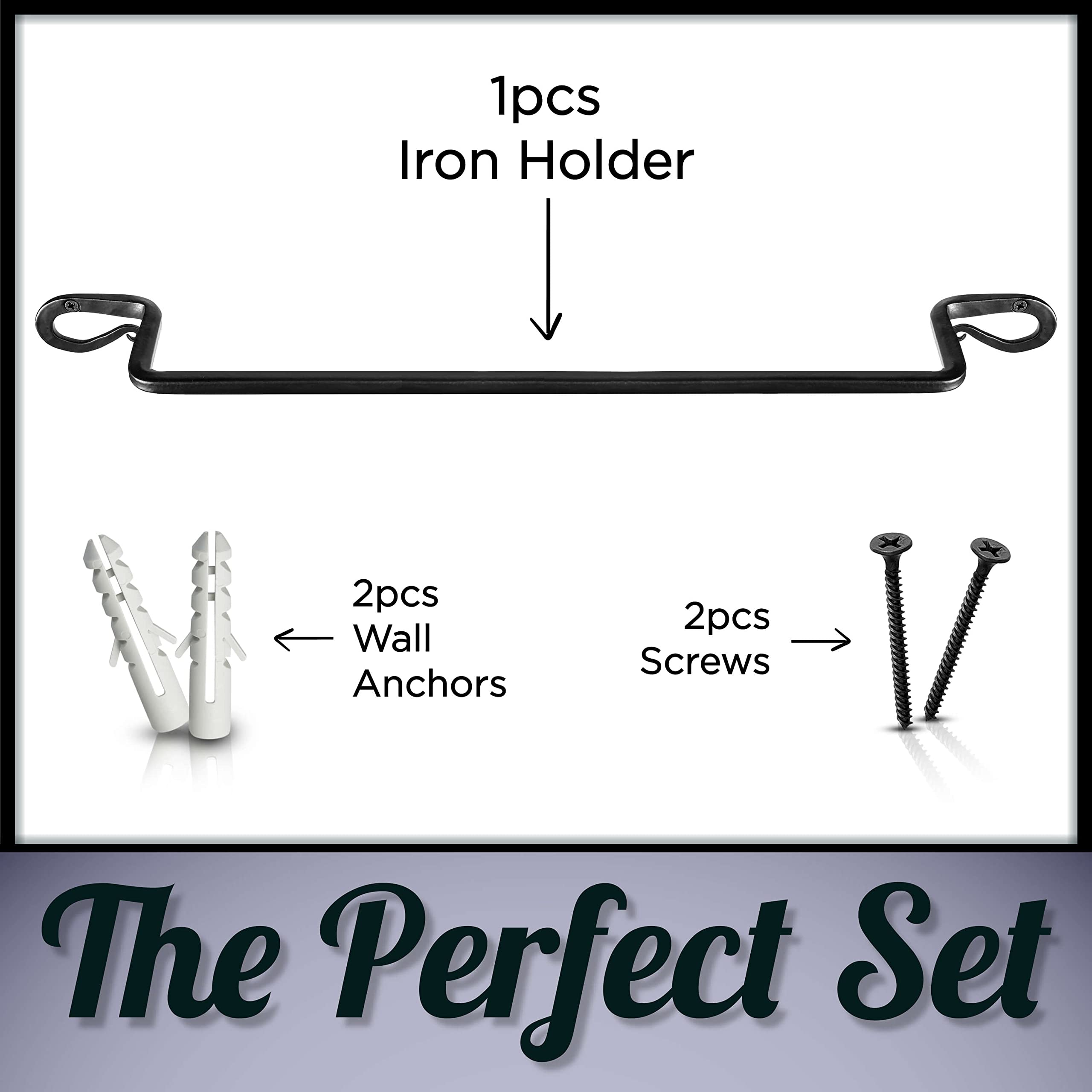 Stur-De Wrought Iron Towel Holder - Rustic Towel Rack for Bathroom or Kitchen, Wall-Mount Black Iron Towel Bar for Bath Towels - Decorative Black Towel Bar for Farmhouse-Style Home - 21 x 3 x 2 Inches