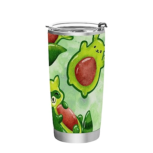 Kigai Stainless Steel Water Bottles Tumbler with Lids & Straws Vacuum Insulated Leak Proof Travel coffee Mug BPA FREE Smoothie Cup 12 OZ, Avocado Animals56954
