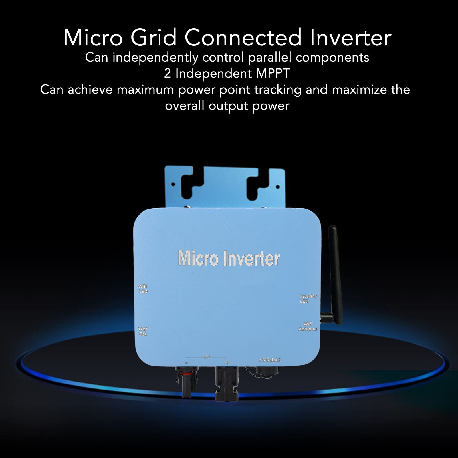 Grid Tie Inverter, DC PV Input MPPT Pure Sine Micro Inverter, WiFi or Mobile APP Monitor, Automatic Power Lock, 120V Waterproof Solar Panel Inverter with Integrated AC Output
