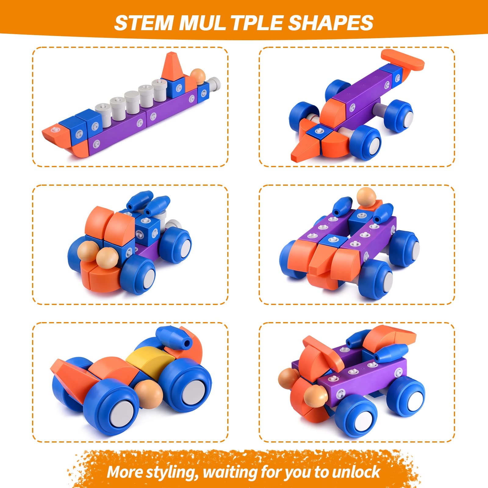 EPPO Building Blocks for Toddlers, STEM Building Toys for Kids Early Learning Educational Creative Construction DIY Toy Blocks (Traffic Version)