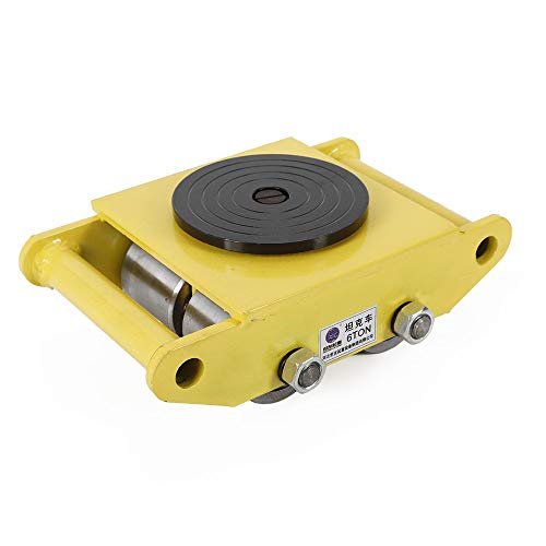 Heavy Duty Machine Dolly Skate Machinery Roller Mover Cargo Trolley 6 Ton 13200lb, w/Steel Rollers Cap 360 Degree Rotation (Yellow)