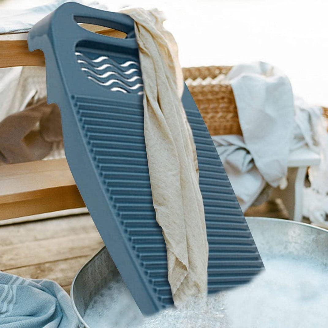 Large Plastics Washboards Hand Washing Board Household Laundry Board, Manual Home Anti-Slip Portable Rectangle Washboard Scrubboards Clothes Cleaning Tools Dark Blue,