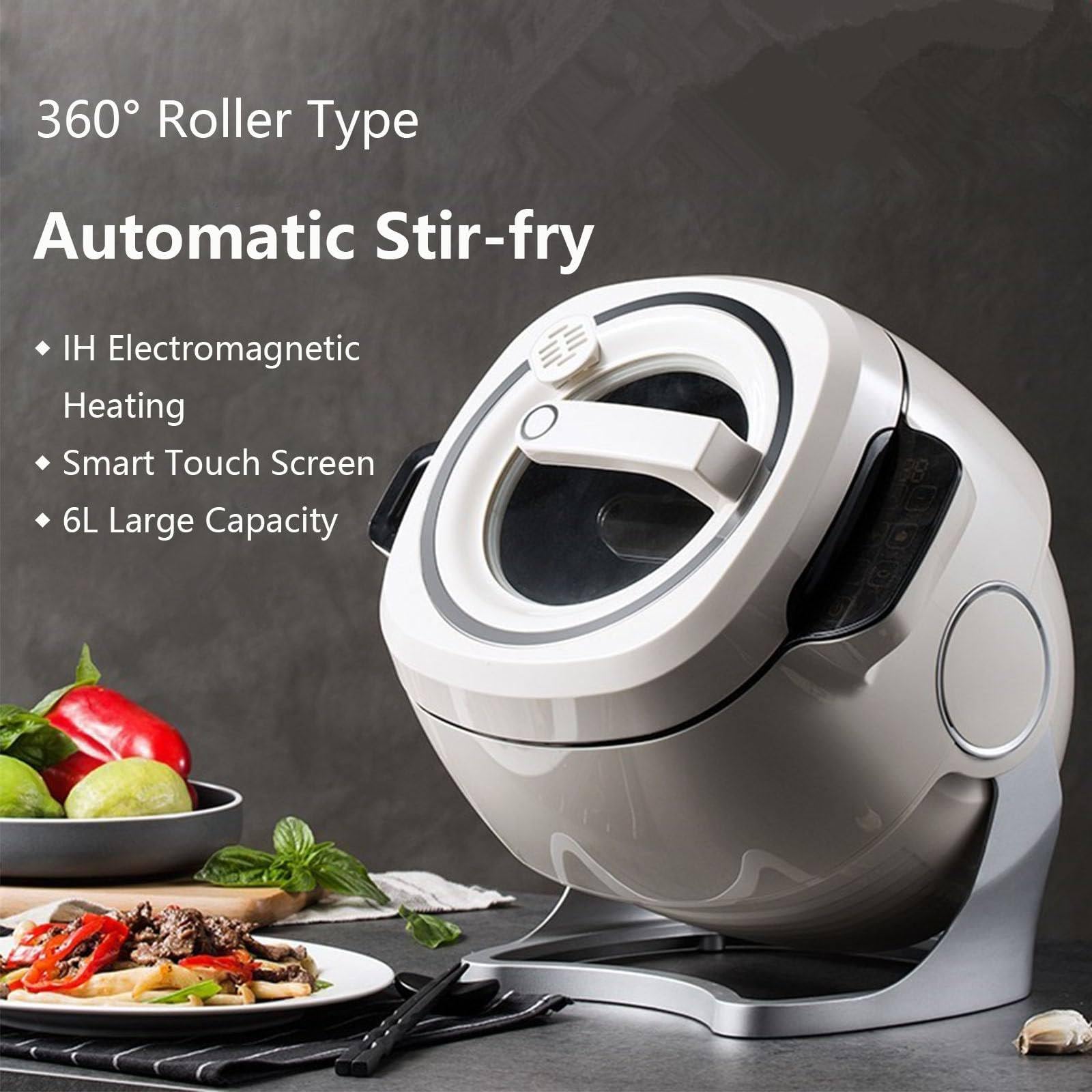 MOXOW Multi-Function Stir-Fry Machine Cooker, Auto Cooking Wok Fried Rice Machine 360° Automatic Rotation, Drum Type Stir Frying Machine for Stir Frying,Stewing,Cooking,110V