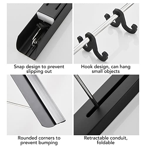 Retractable Clothes Hanger Rack, Foldable Recessed Design Wall Mounted Space Saving Retractable Clothes Drying Rack for Bathroom for Bedroom (Black)
