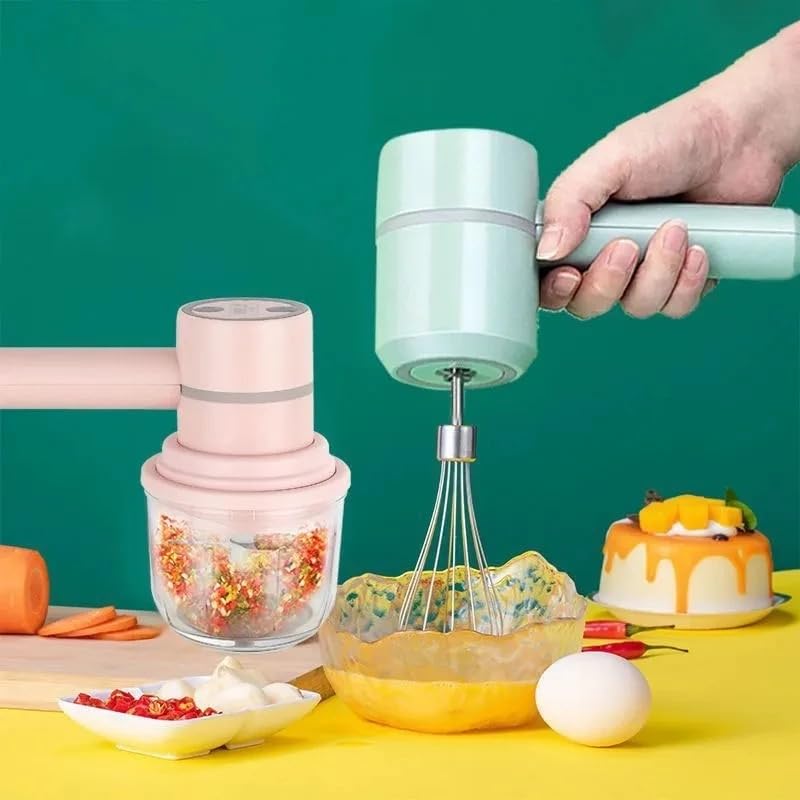 Electric Wireless Whisk And Food Processor 2 in 1 Usb Rechargeable Portable Kitchen Gaget (pink)