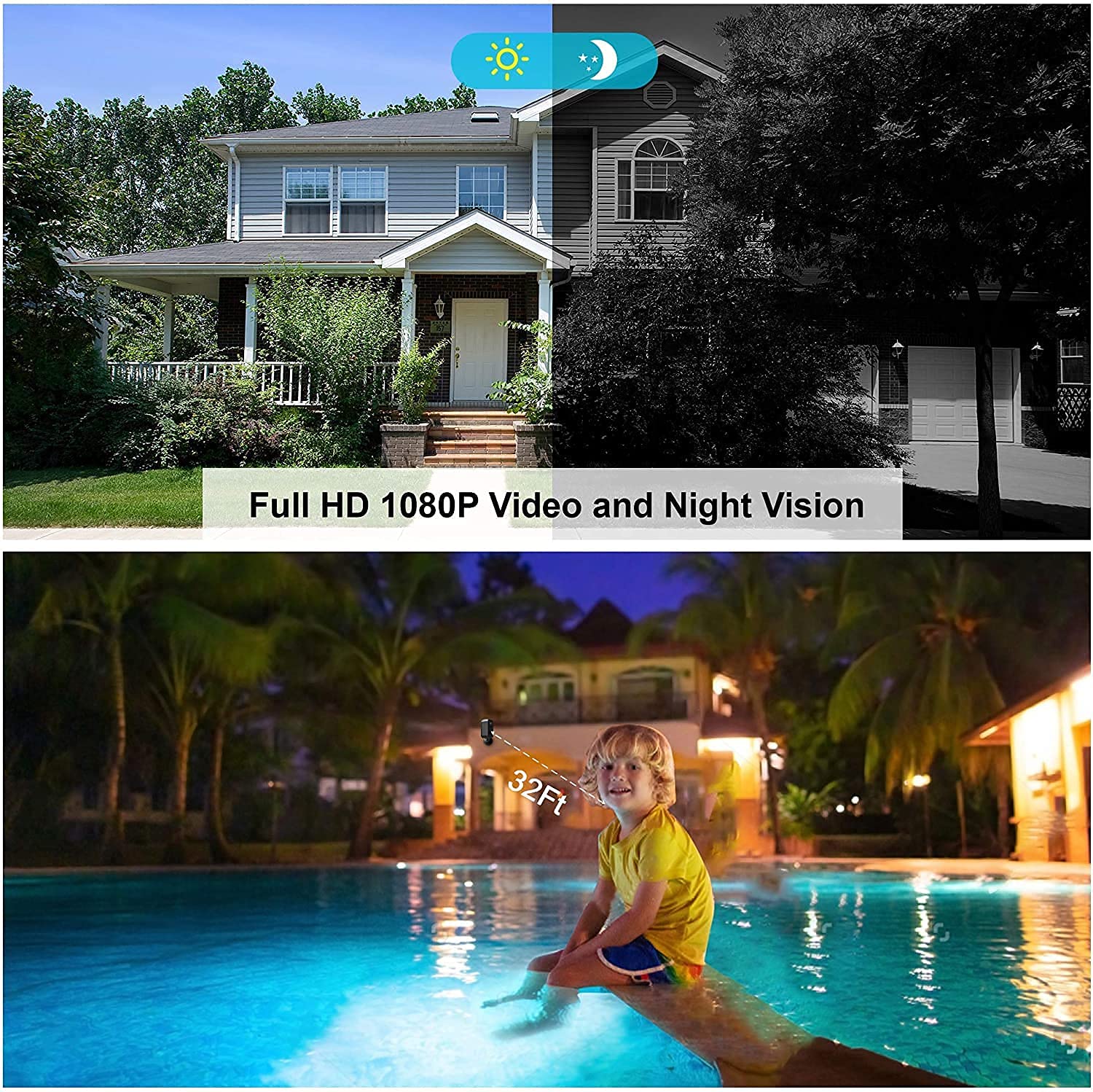 LaView 2K Indoor Security Camera Wired and 1080P Outdoor Camera Wireless with Clear Night Vision,24/7 Live Video,Motion Detection,2 Way Audio,US Cloud/SD Card Storage,Compatible with Alexa