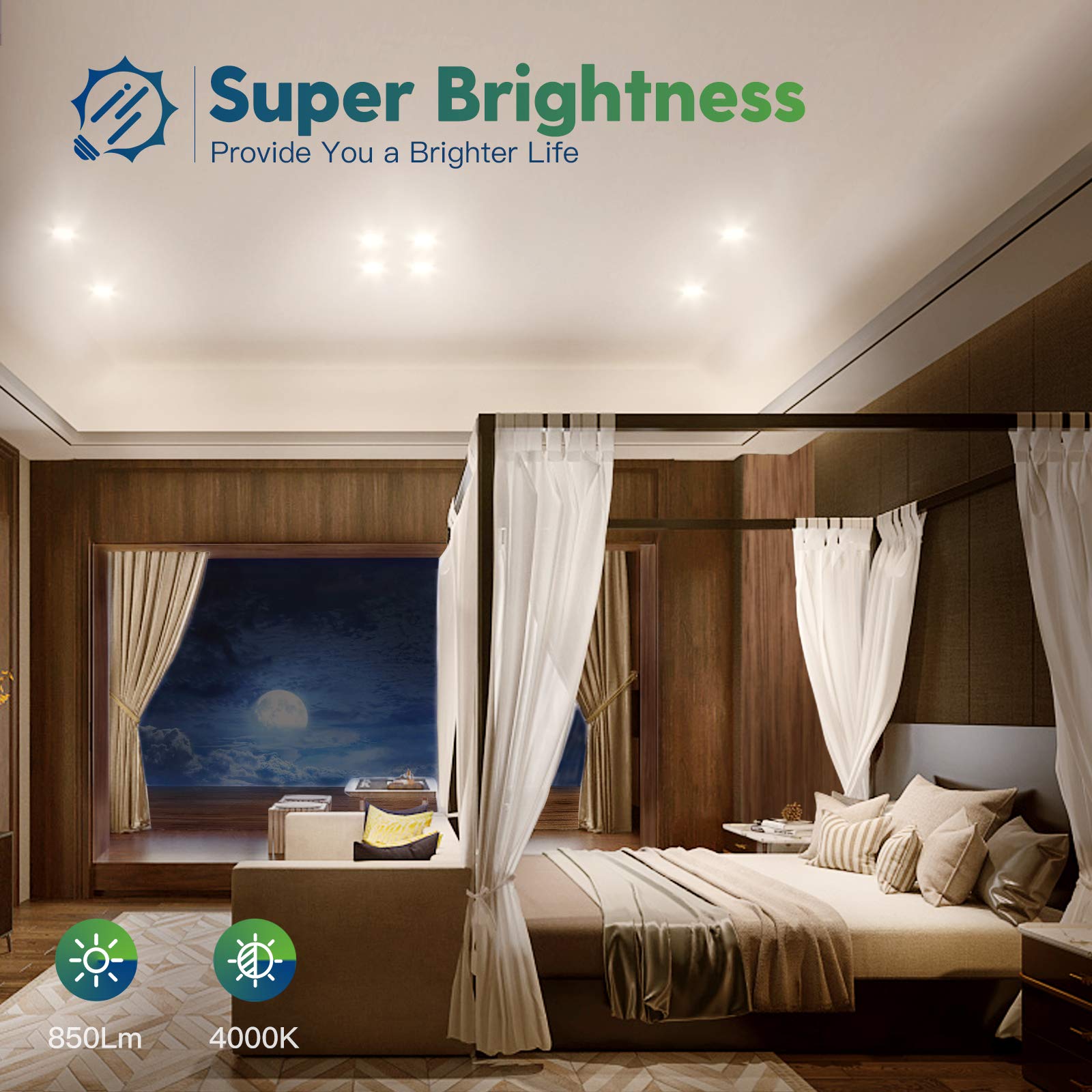 FREELICHT 12 Pack 6 Inch Ultra-Thin LED Recessed Ceiling Light with Junction Box, 12W Eqv 110W, 4000K Cool White Dimmable Can-Killer Downlight, 850LM High Brightness - ETL