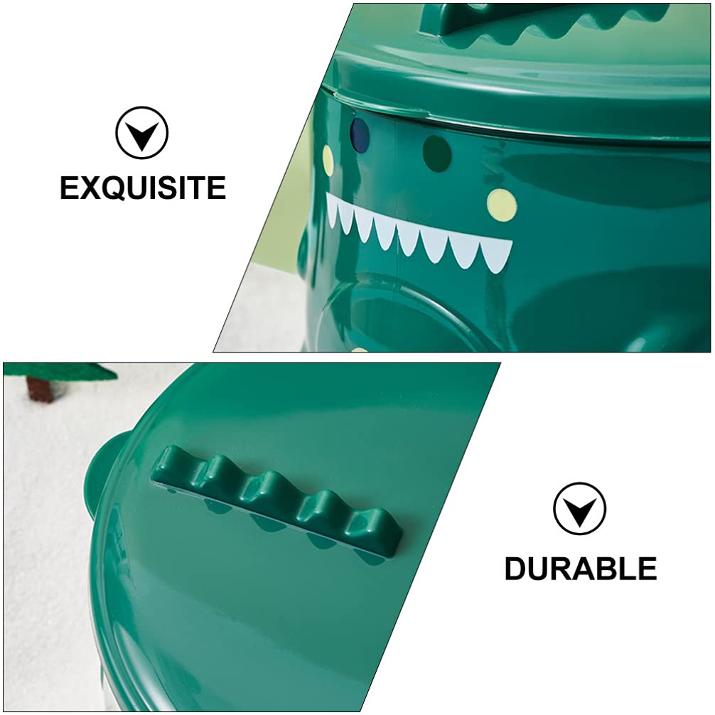 Hemoton Stainless Steel Noodle Bowl with Lid Dinosaur Pattern Soup Bowl Food Storage Container with Handle and Lid Bento Lunch Box Snack Bowl Rice Noodles Salad Green