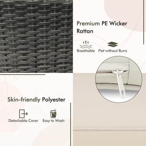 Tangkula 3 Piece Furniture Wicker Rattan Outdoor Patio Set, Onesize, Grey