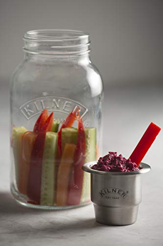 Kilner Snack On The Go Glass Jar Set Stainless Steel Cup Keeps Dry Ingredients Separate from Wet Foods, 17-Fluid Ounces, 0.5L
