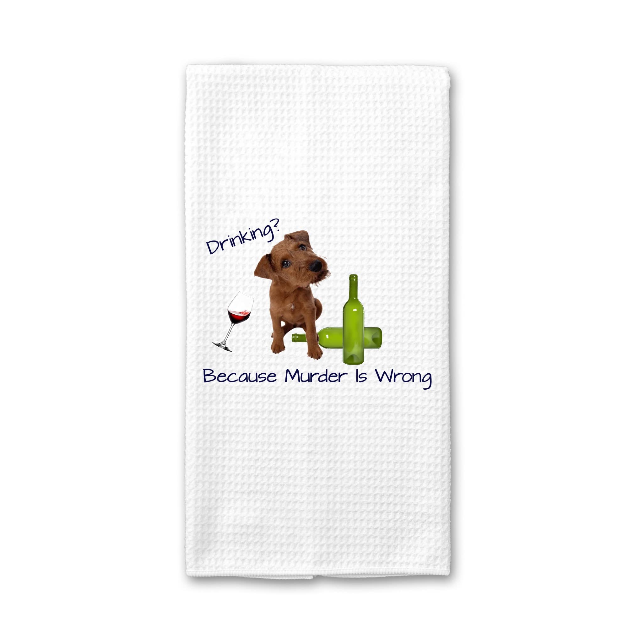 Home Bar, Dish Towels, Kitchen Towel, Tea Towels, Bar Towel, Bourbon, Funny Bar Towel, Bourbon Bar, Bar, House Bar, Funny Dish Towel, Drinking Because Murder is Wrong Wine with Glass