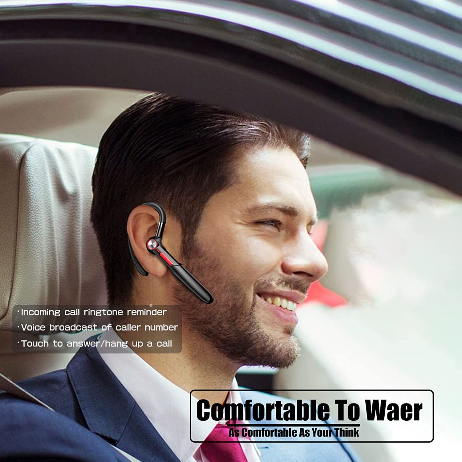 Mosonnytee Headphones Wireless Bluetooth earpiece Bluetooth Headset for Cell Phones with Microphone Noise Cancelling Hands-Free Headset Physical switches & Touch Multifunction botten