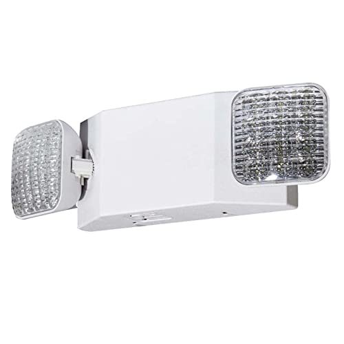 LED Emergency Light with Battery Backup, Two Adjustable LED Heads Emergency Lighting Fixture, Commercial Emergency Light, 120-277V AC, UL Listed (1-Pack)