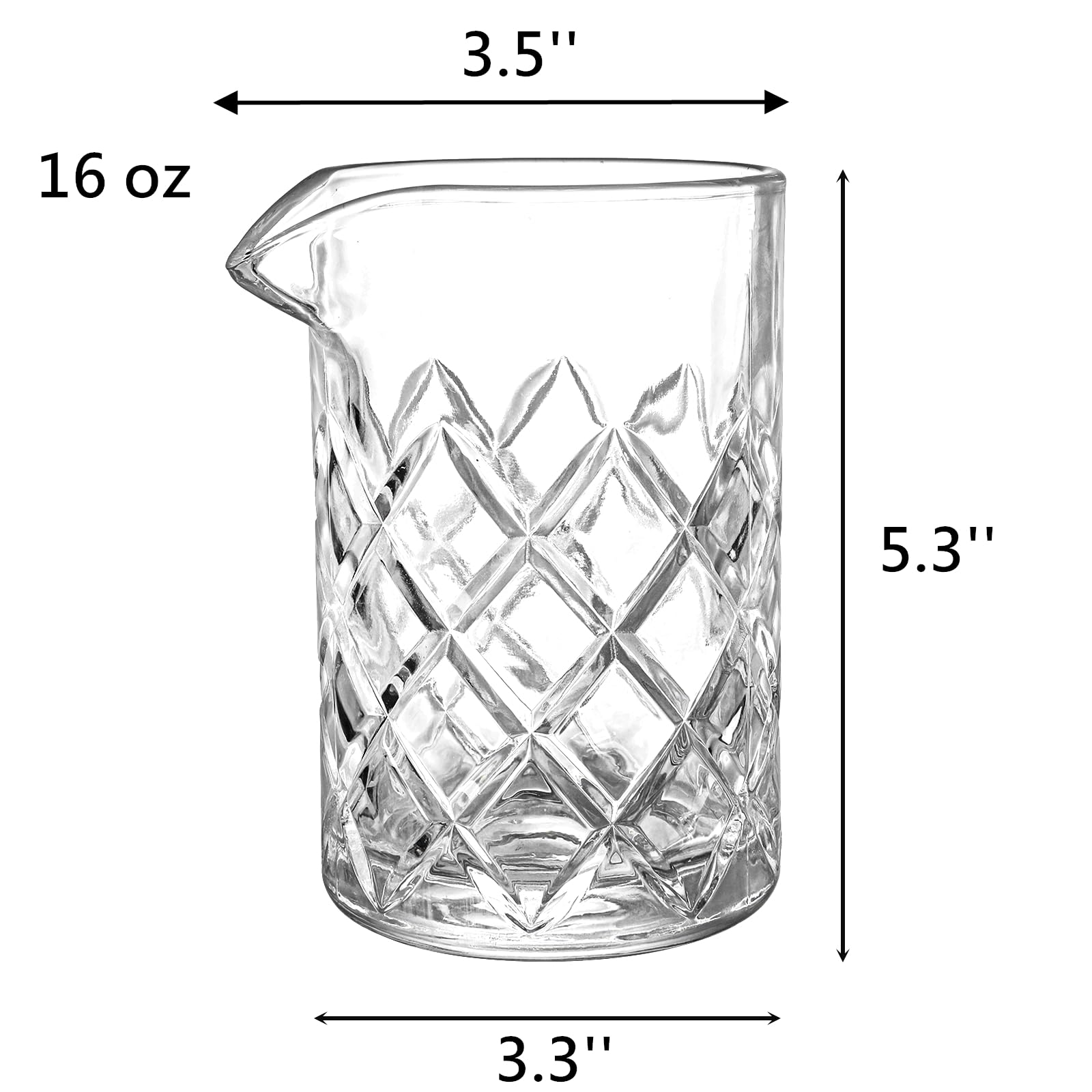 Tebery Seamless Crystal Cocktail Mixing Glass for Stirring Drinks, 16Oz Thick Bottom Bar Mixing Pitcher, Stirring Glass Drink Maker for Bar, Bartenders