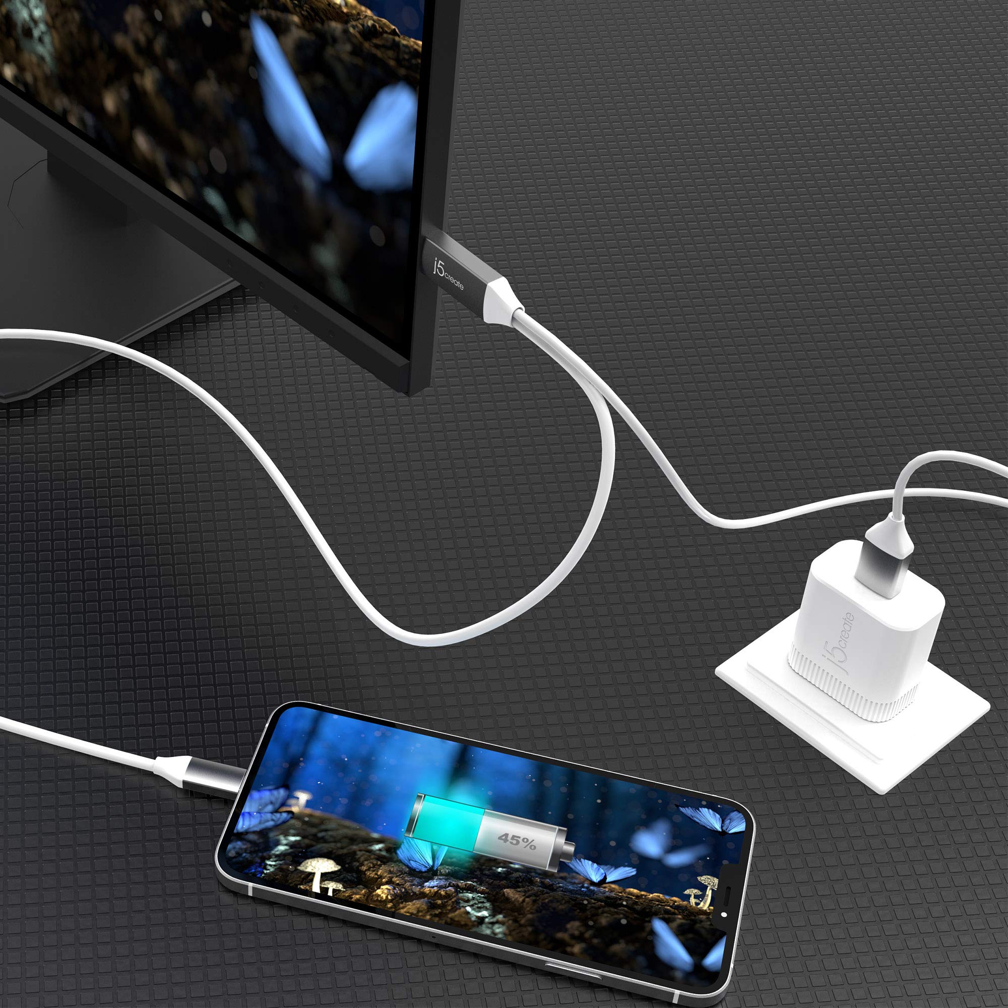 j5create ScreenCast USB-C to HDMI Wireless Display Transmitter and Receiver + USB Type C to HDMI Cable (JVAW62 + JCC154G)