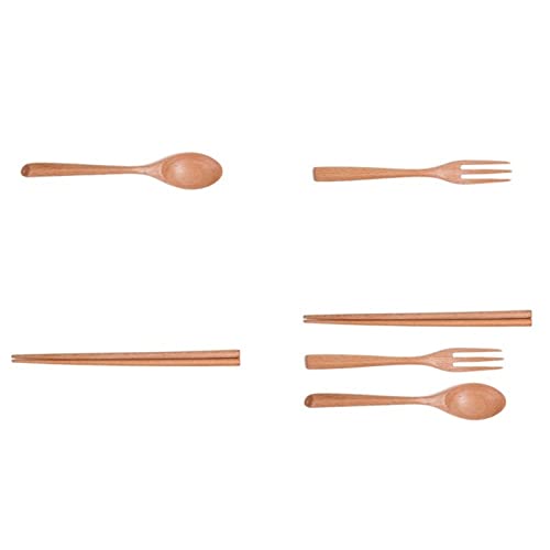 FLYUFO Kitchen Spoons Wooden Spoon Fork Teaspoon Catering Rice Soup Bamboo Cooking Utensil Kitchen Teaspoon Tableware Accessories,2 Pcs