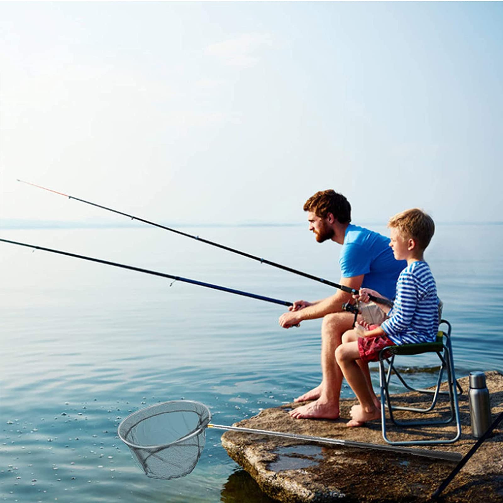 Fishing Landing Net with Aluminum Telescoping Pole Long Handle,Rubber Coated Nylon Mesh,for Steelhead,Salmon,Fly,Kayak,Catfish,Bass,Trout,Crab,Pond,for Easy Catch & Release,Extend to 75 Inches