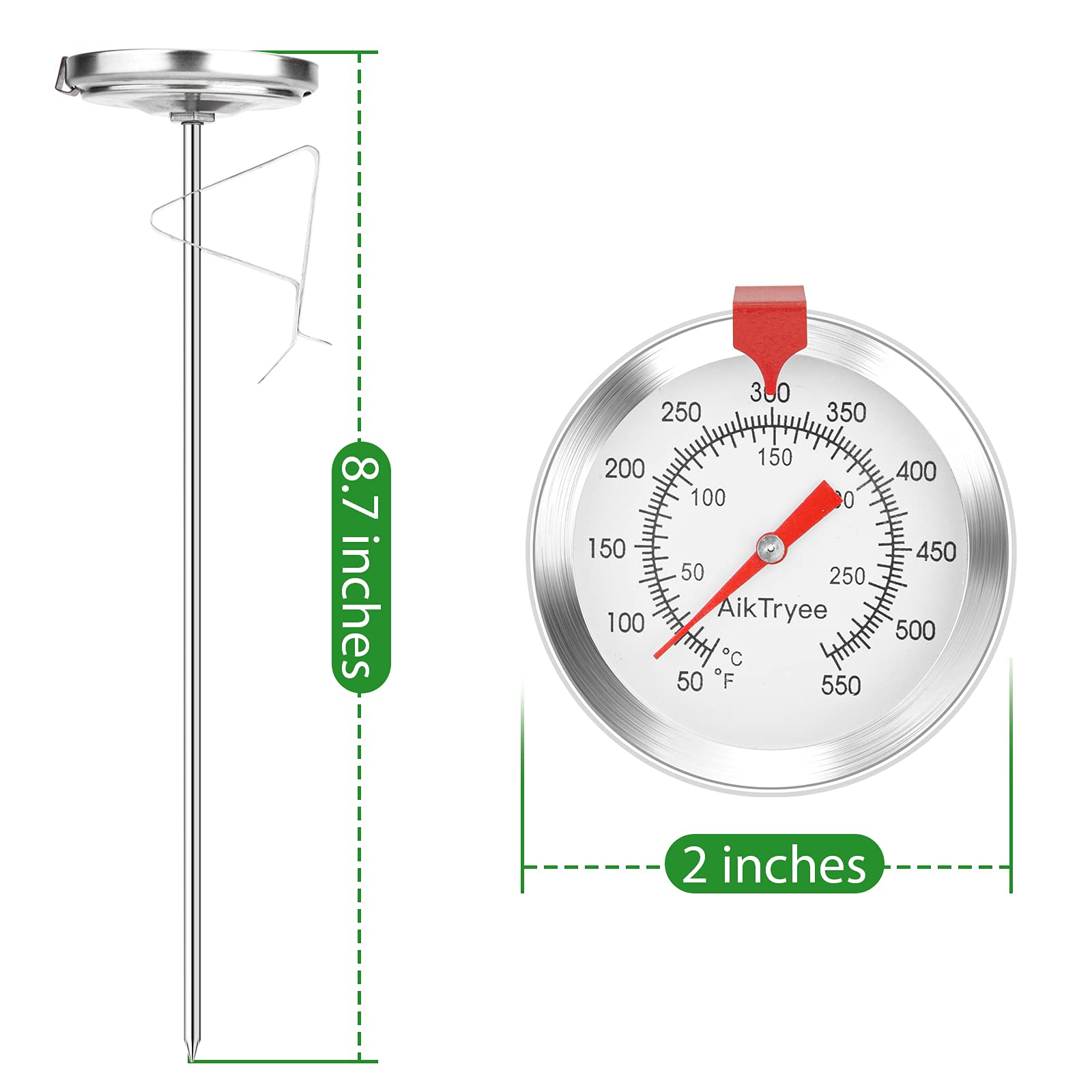 Instant Read Meat Thermometer Deep Fry Thermometer Oven Thermometer with Dial Thermometer(10-290℃/50-550℉) for Turkey BBQ Grill Oil by AikTryee