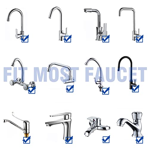 Kitchen Faucet Extender Movable 360° Rotatable Anti-Splash Water Saving Faucet Aerator, 2 Modes Adjustable Sink Sprayer, Kitchen Faucet Head Replacement, Bathroom Faucet, Polished Chrome