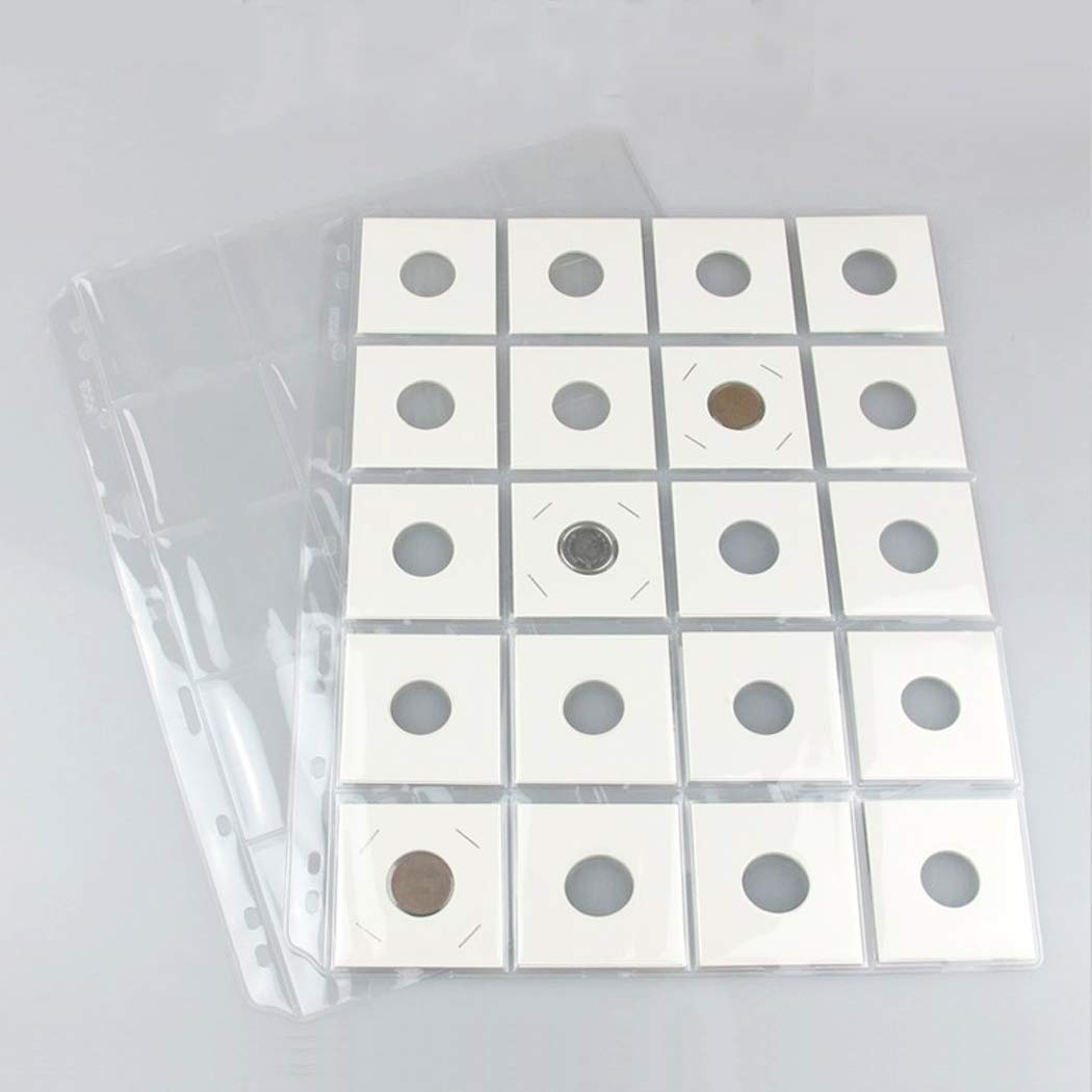 FRIMOONY 300 Cardboard Coin Holders in 6 Assorted Sizes, with 6 Sheets Coin Pocket Pages, for Coin Collection