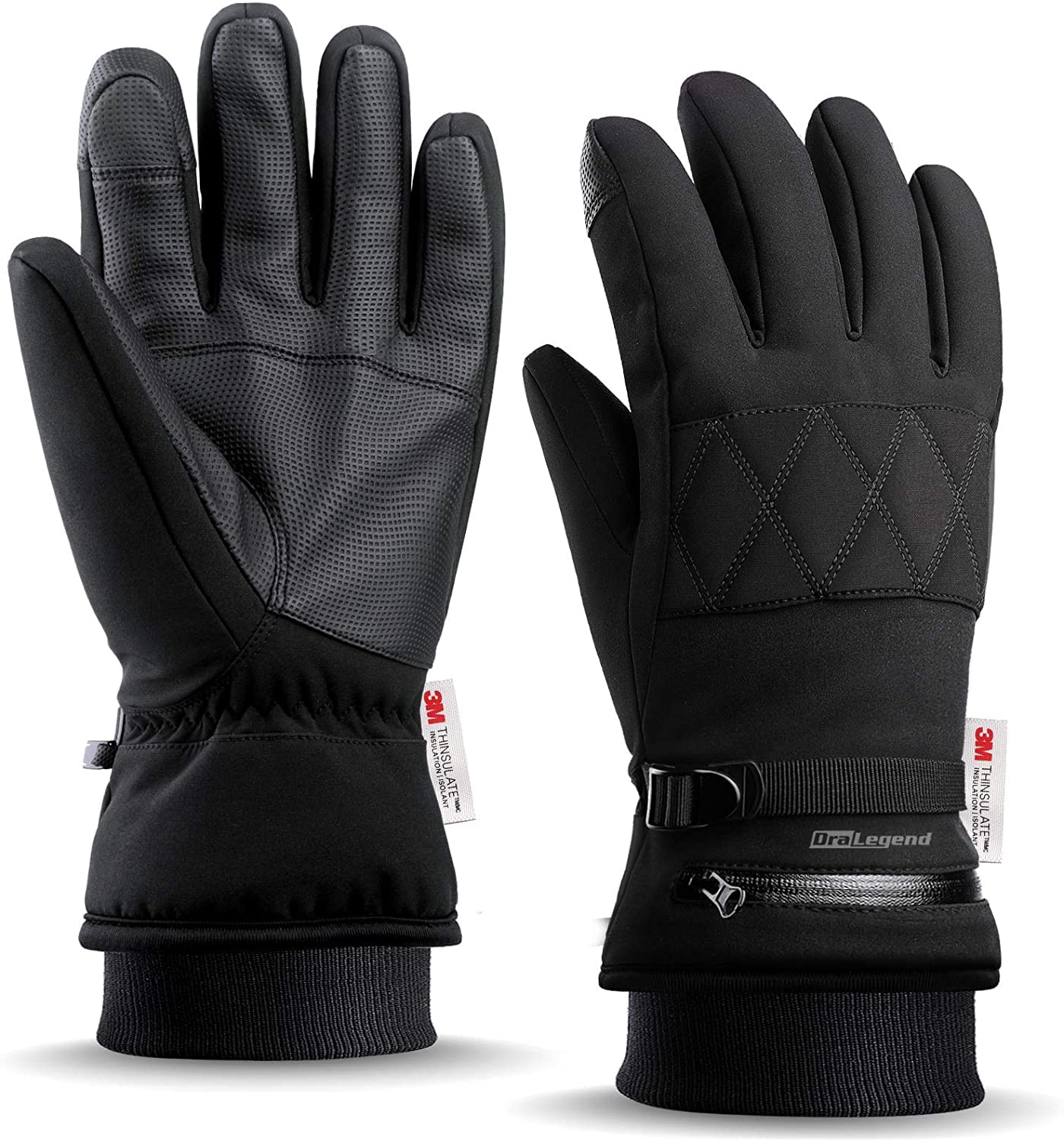 Flamino Winter Ski Gloves, Made with 3M Thinsulate Insulation, Waterproof Work Gloves with Touchscreen, Warm Snow Gloves for Women and Men in Cold