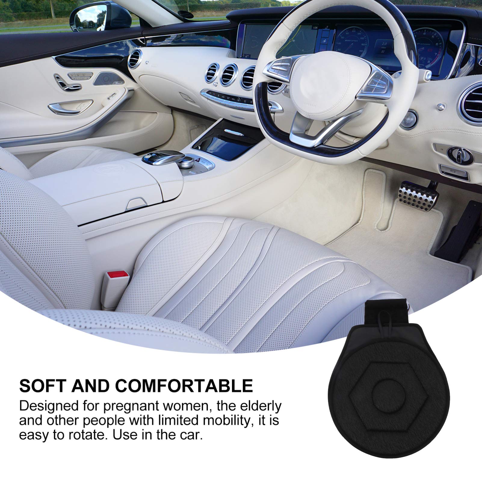 HEALLILY Swivel Seat Cushion 360° Rotating Car Seat Cushion Auto Swivel Cushion for Elderly or Those with Limited Mobility Black