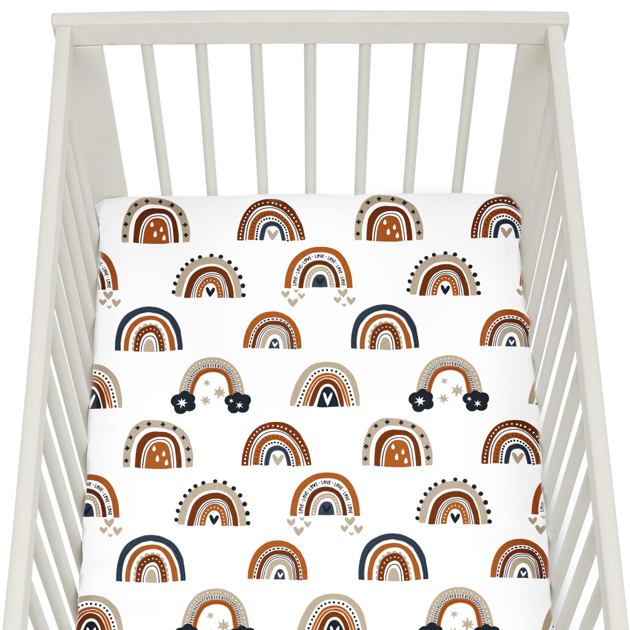Happy Little Bubs - Fitted Crib Sheet - Cotton - Crib Mattress Sheet - Boho Sheets - Crib Fitted Sheet - Toddler Bed Sheets - Girl Crib Sheets - Boho Crib Sheet - Baby Crib Sheets 52”x28”x8” (Love)