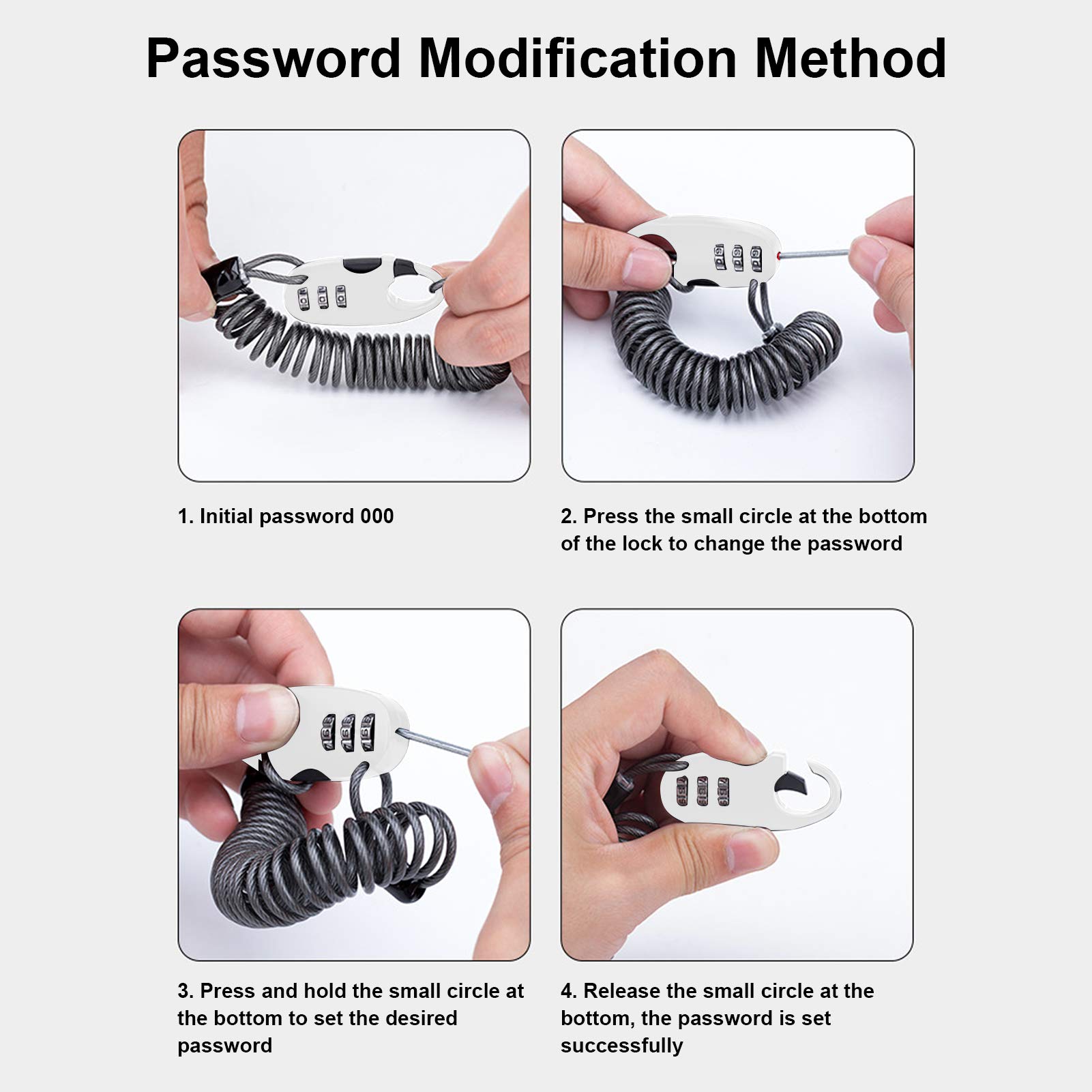 Hatirea Bicycle Helmet Lock, to Wear and Bike Cable Lock for Outdoors for Home(White)