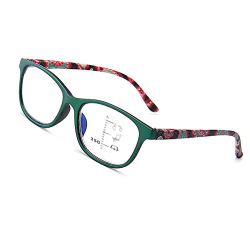 SIADEE Progressive Multifocal Blue Light Blocking Reading Glasses Women Men- Green 2.0X