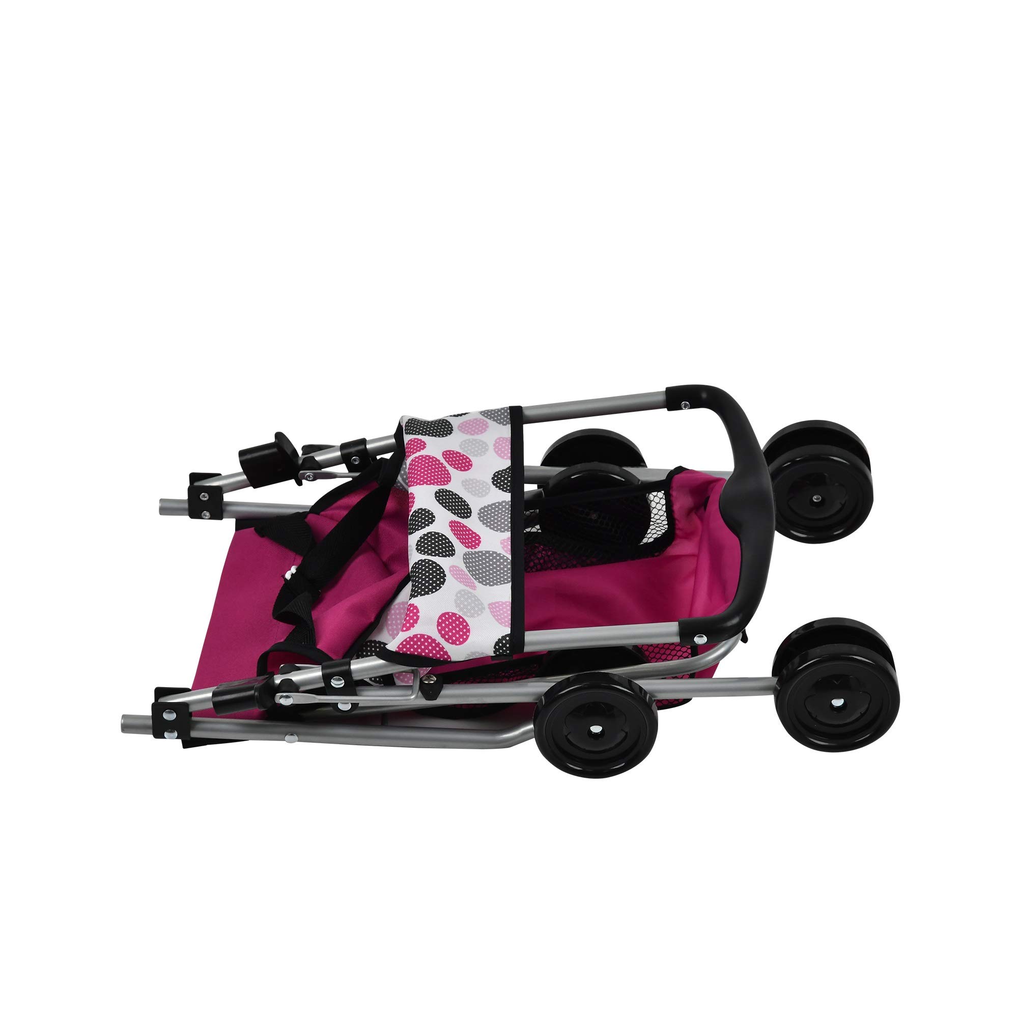 Hauck Pink Dot Doll 3 Piece Doll Stroll and Care Set Includes a Half Folding Stroller, Play Yard and High Chair