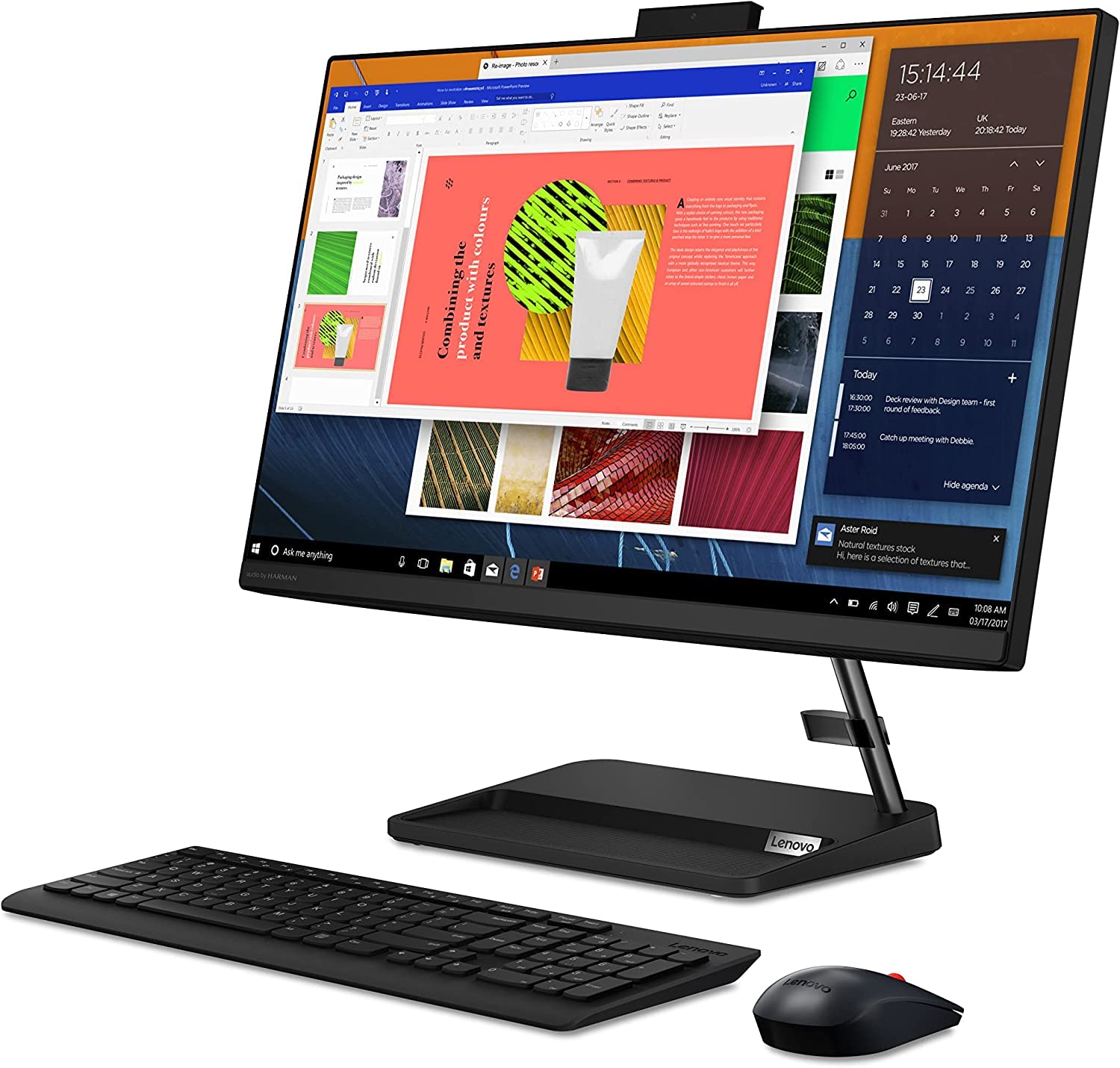 Lenovo IdeaCentre AIO 3i, 21.5" FHD All-in-One Desktop, Intel Pentium Gold 7505 Processor, 8GB RAM, 256GB SSD, DVD RW Drive, Wireless Keyboard & Mouse, Windows 11 Home, Black