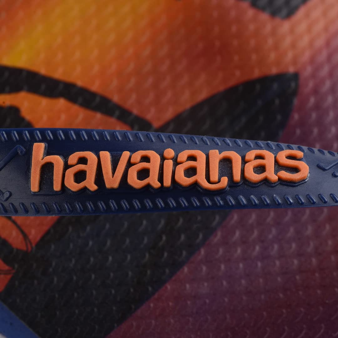 Havaianas Men's Hype Flip Flop Sandal, Navy Blue/Navy Blue/Begonia Orange, 13