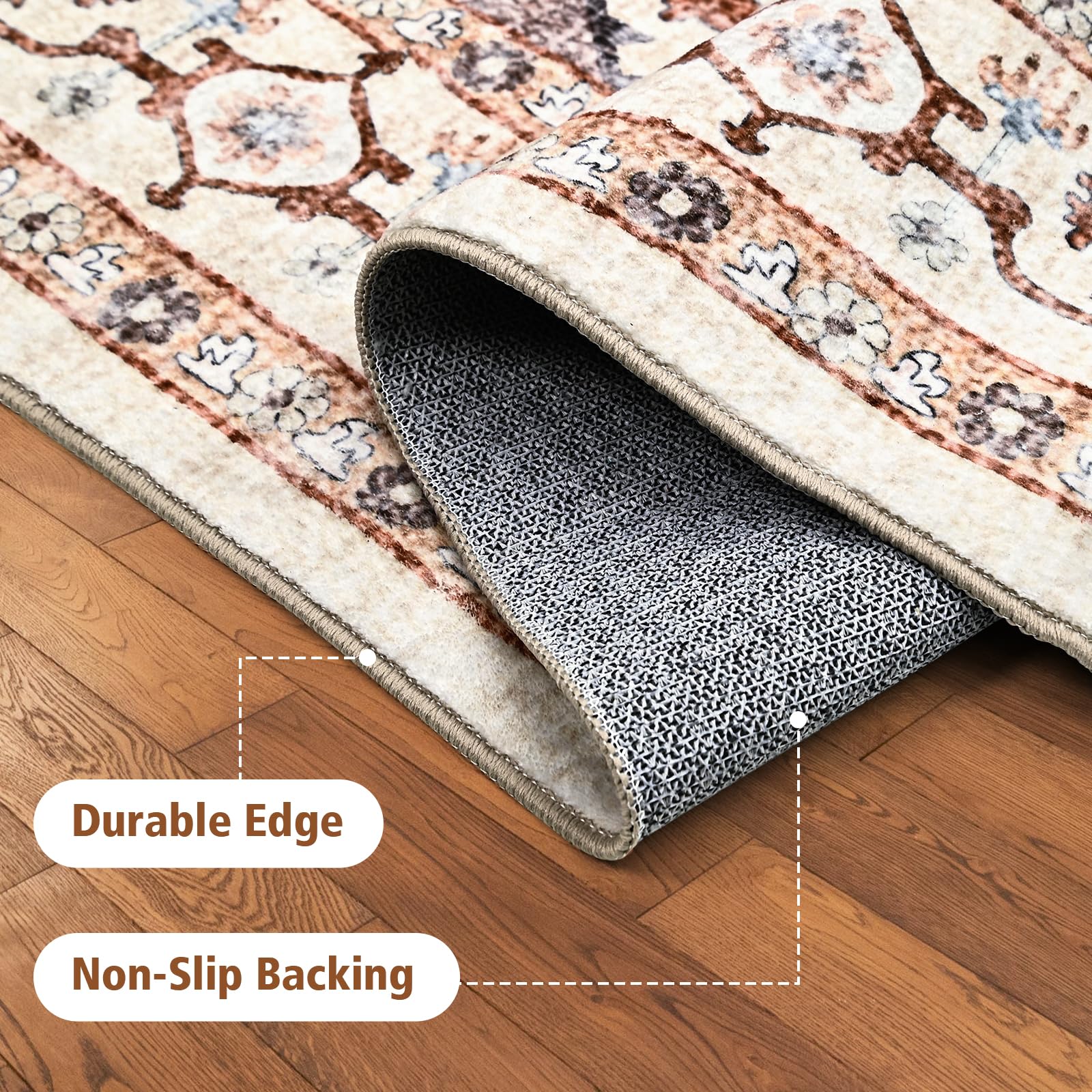 Seesing Area Rug 2x3, Machine Washable Non-Slip Rubberback, Area Rug for Entryway, Bedroom, Kitchen, Bathroom,(Red, 2'x3')