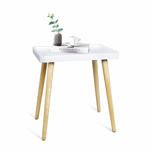 Side/Tray Table, Small End Table Accent Table Living Room Bedroom Balcony Office, Modern Side Table Bedside Table Home Decor, Small Side Table for Small Spaces, (White)