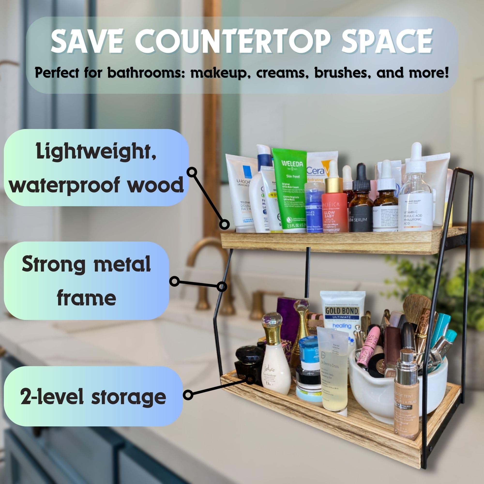 HahaHome Coffee Organizer for Countertop - Ideal for Coffee Bar & Station - Essential Coffee Accessories & Organizer for Countertop Use