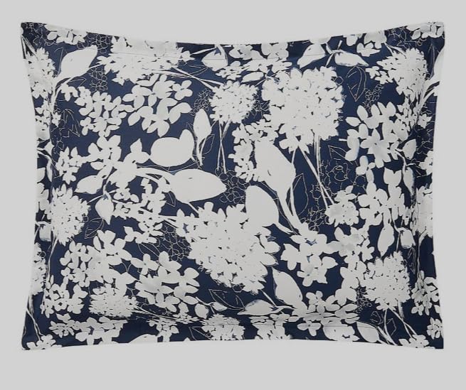 Lauren Ralph Lauren Navy Blue Floral Reese Full Queen 3 pc Duvet Cover Set Shams Grey White