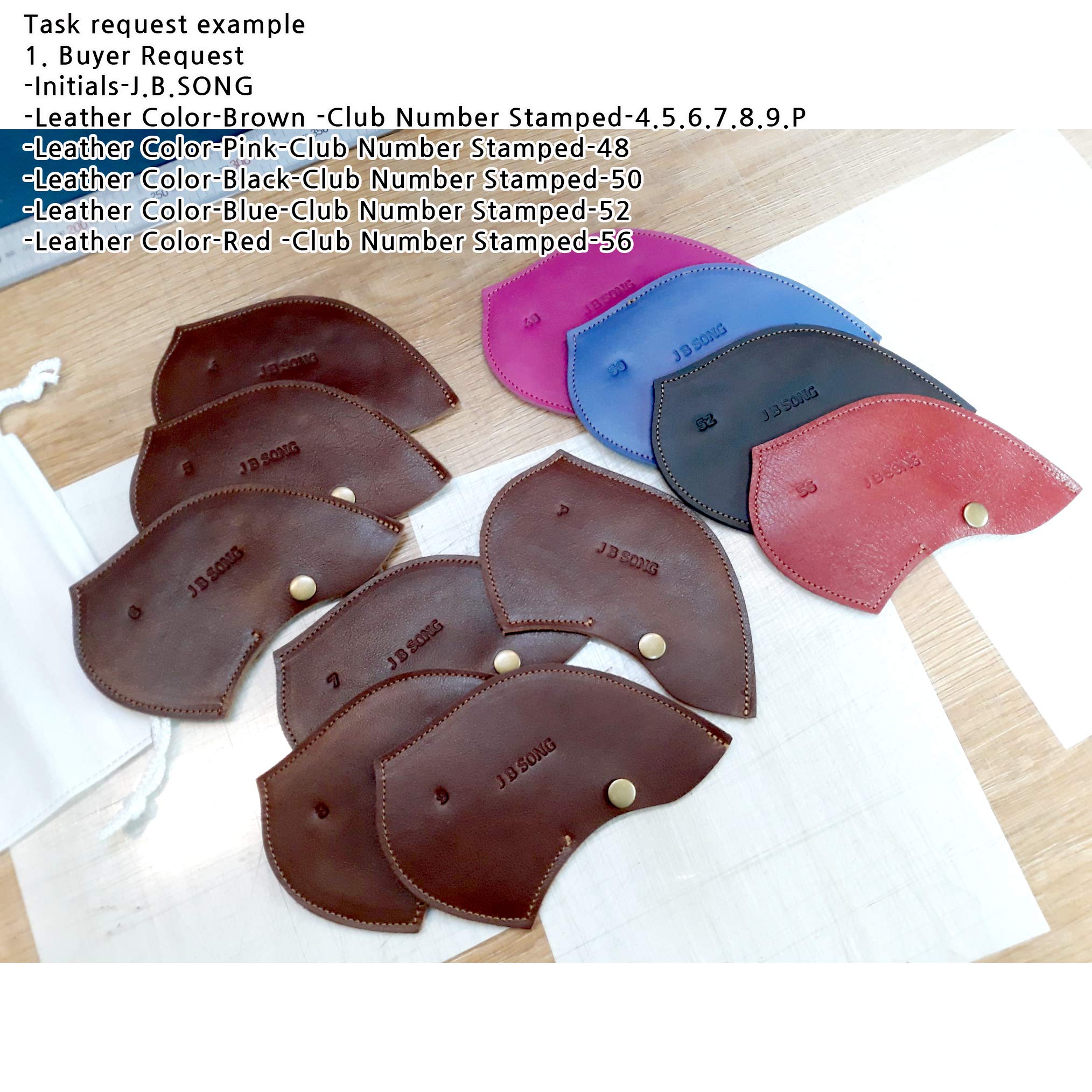 Golf club Head cover (1pcs) custom initial Wedge Iron Protective cowhide full grain Vegetable Leather Fit All Brands Titleist, Callaway, Ping, Taylormade, Cobra Etc. 1ea NOT SET. (CAMEL,, 16)