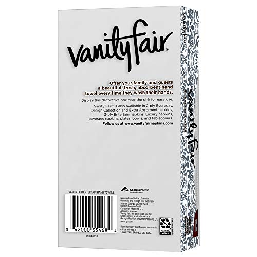 Vanity Fair Entertain Disposable Hand Towel, 45 Paper Hand Towels, Includes Holder (Holder Design May Vary)