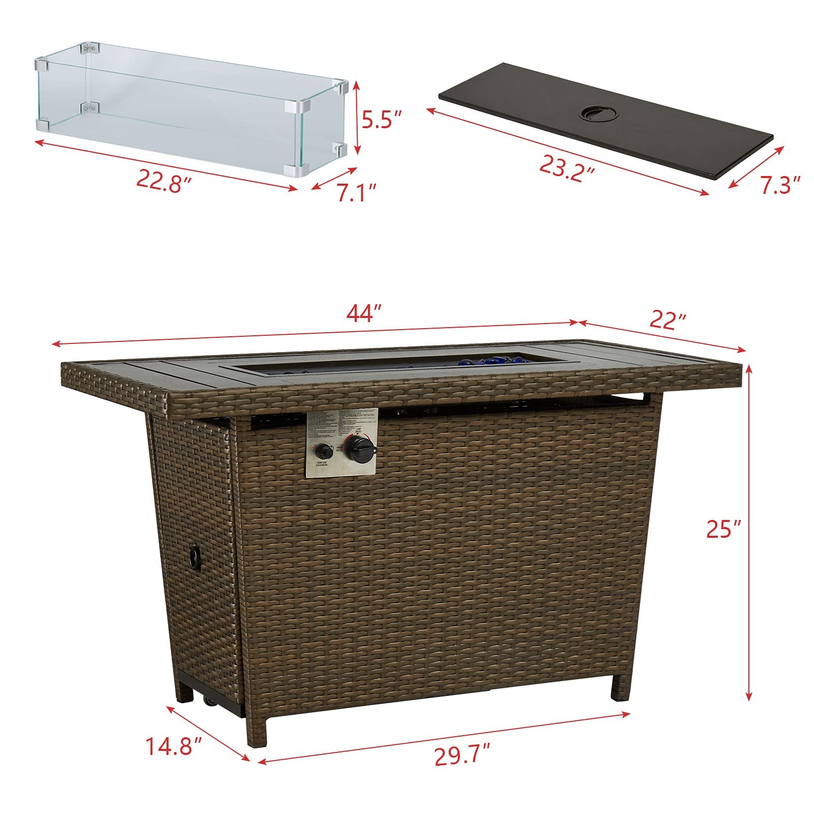 Kinsuite Propane Tank Cover Table 16" Side Hideaway Wicker Tank Table for Gas Fire Pits, Rattan Tank Table Cover with Storage & Adjustable Foot for Standard 20 Gallon Propane Tanks, Brown