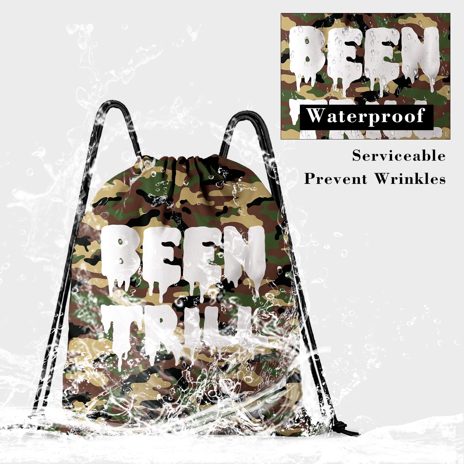 Drawstring Backpack Set of 3, Sports Gym Drawstring Bag Adjustable Lightweight String Bags Fashionable Printed Waterproof Drawstring Bags, Large Capacity Draw String Back Bag for Men Women