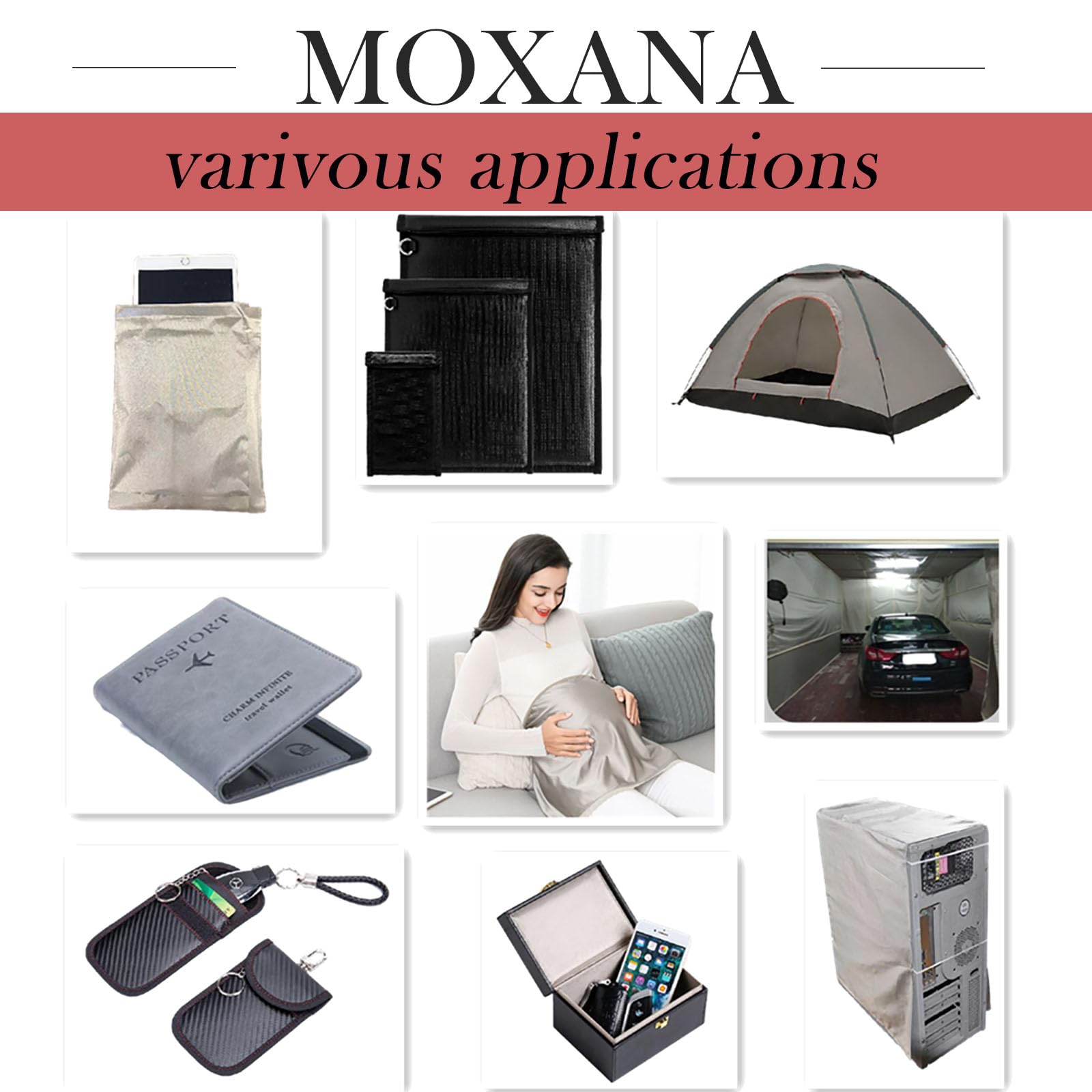 MOXONA Faraday Fabric Kit (44"W × 36"L Fabric + 36"L Tape).Multi-Purpose Conductive Cloth.Premium Soft Material Easy to Cut for DIY Faraday Bags
