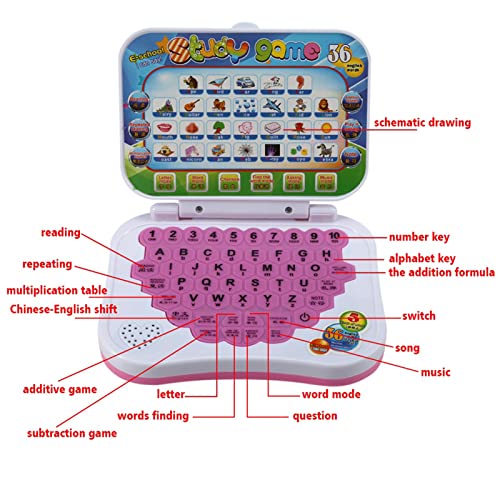 RiToEasysports Kids Tablet,Kids Learning Education Tablet Toddler Learning Pad Children Bilingual Educational Learning Study Toy Laptop for Boys Girls Baby Laptop Toy
